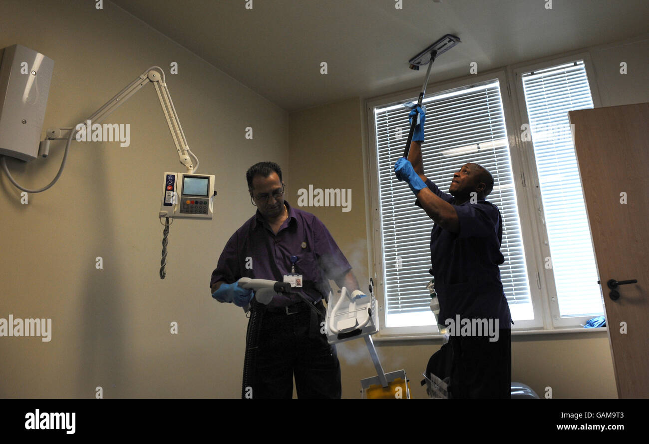 Stock images of a Deep Clean team cleaning a hospital room at the Royal ...