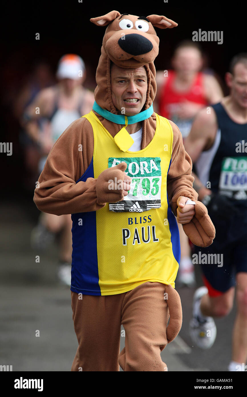 A competitor dressed as Scooby Doo, during the Flora London Marathon ...