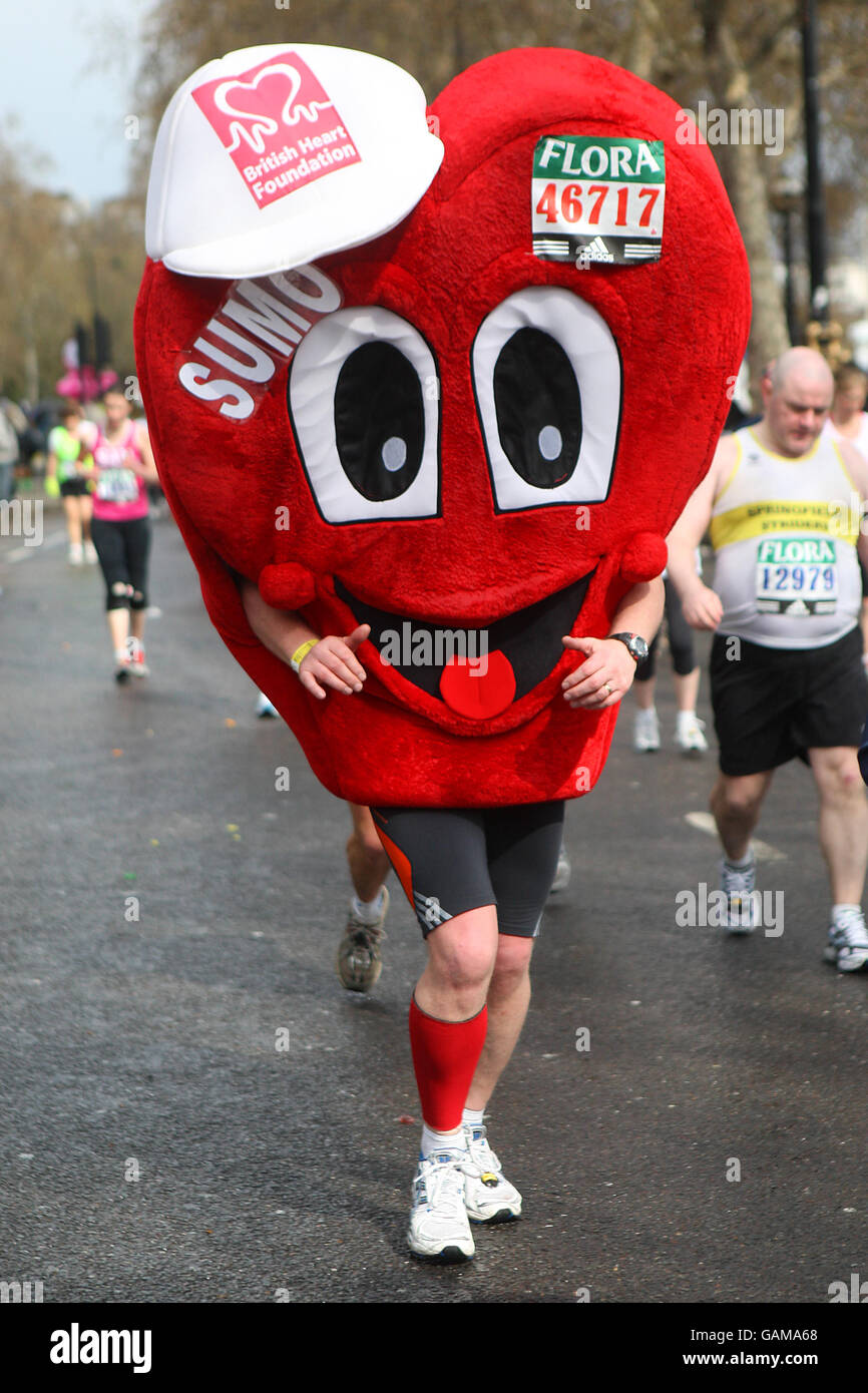 A competitor dressed as a Giant Heart, running of behalf of the British ...
