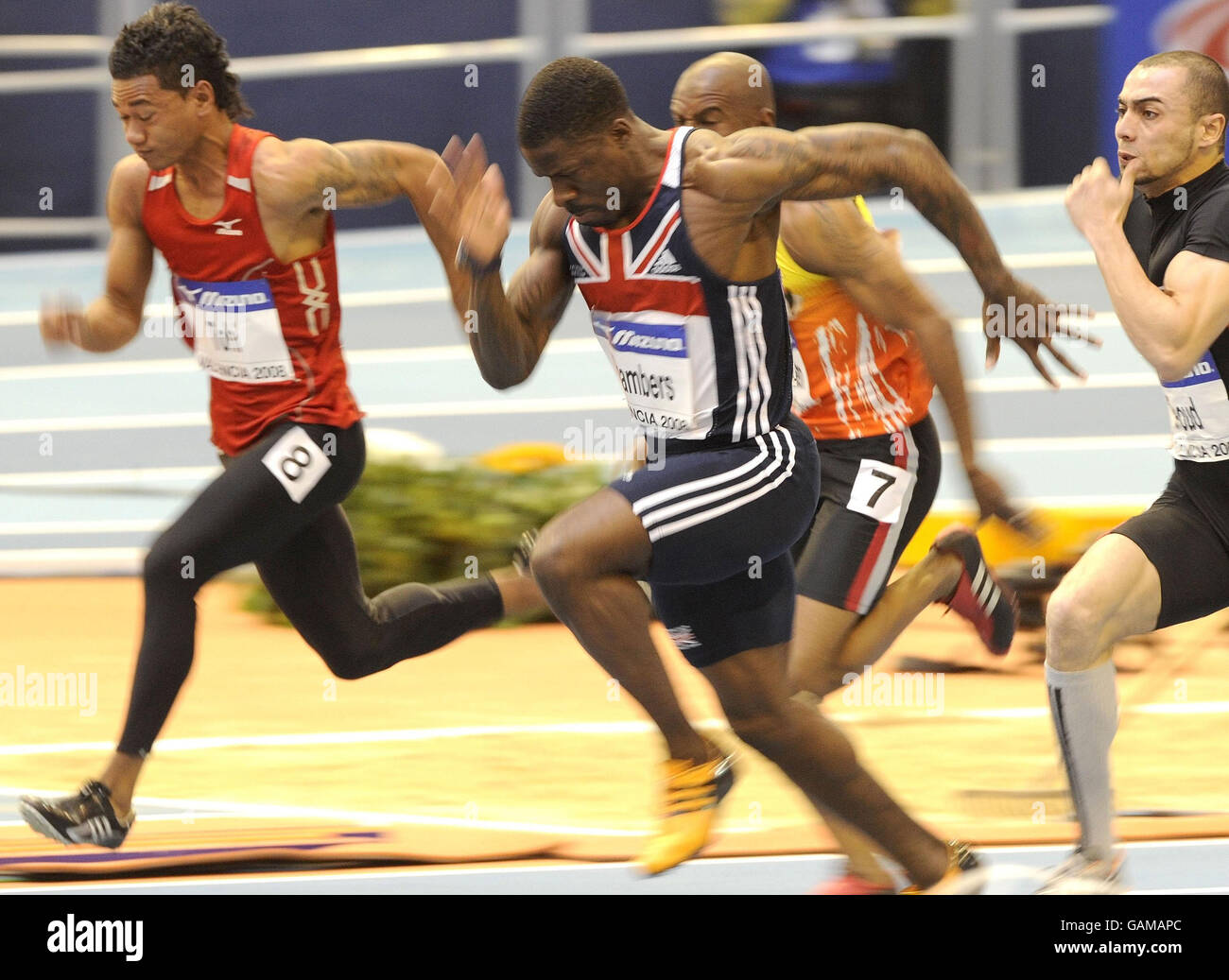 Great Britain's Dwain Chambers goes on to win his heat of the mens 60m ...