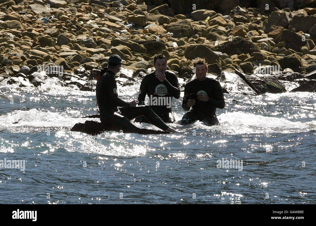 (From left to right) Greg Whyte, David Walliams and James Cracknell ...
