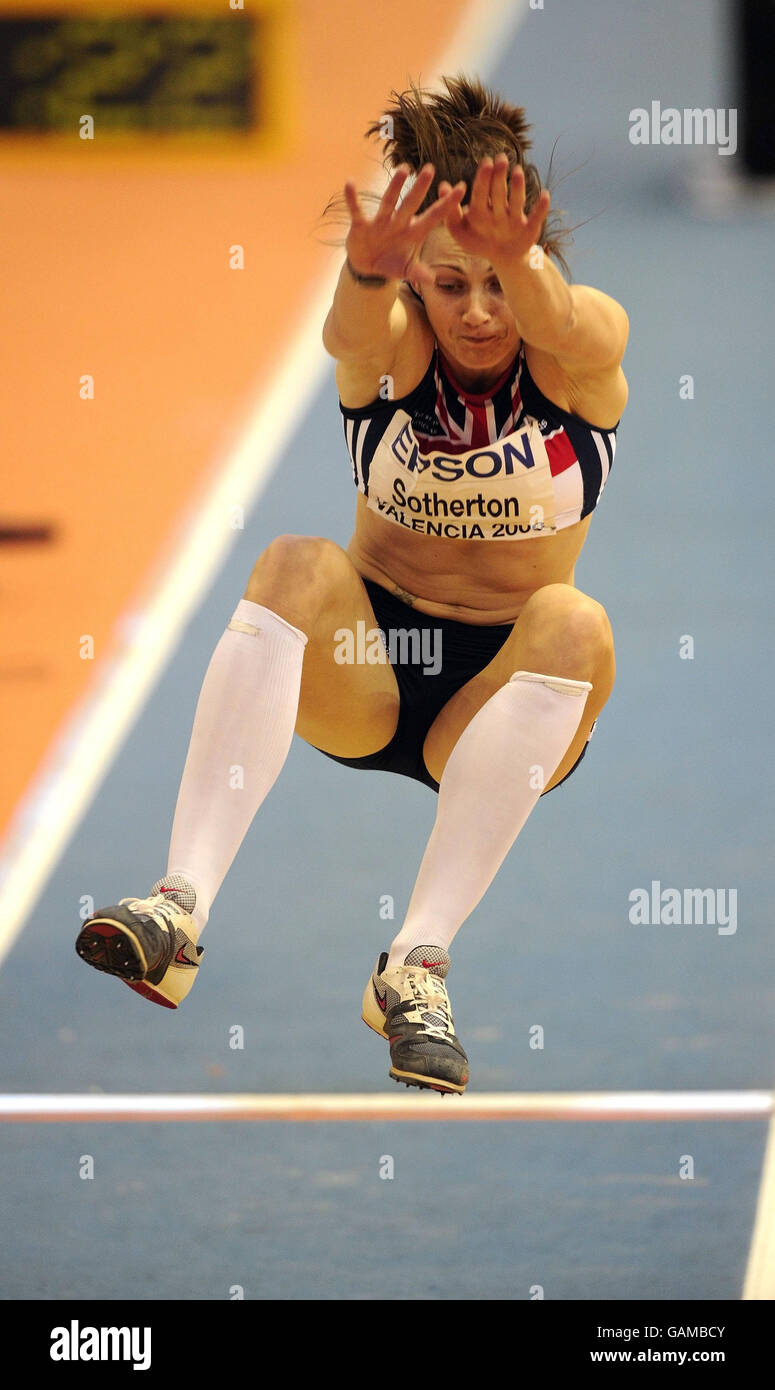 Great Britain's Kelly Sotherton puts in a good leap at her third and ...