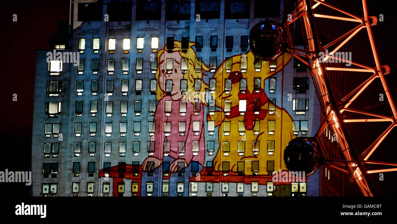 Easter projections onto Shell building Stock Photo - Alamy