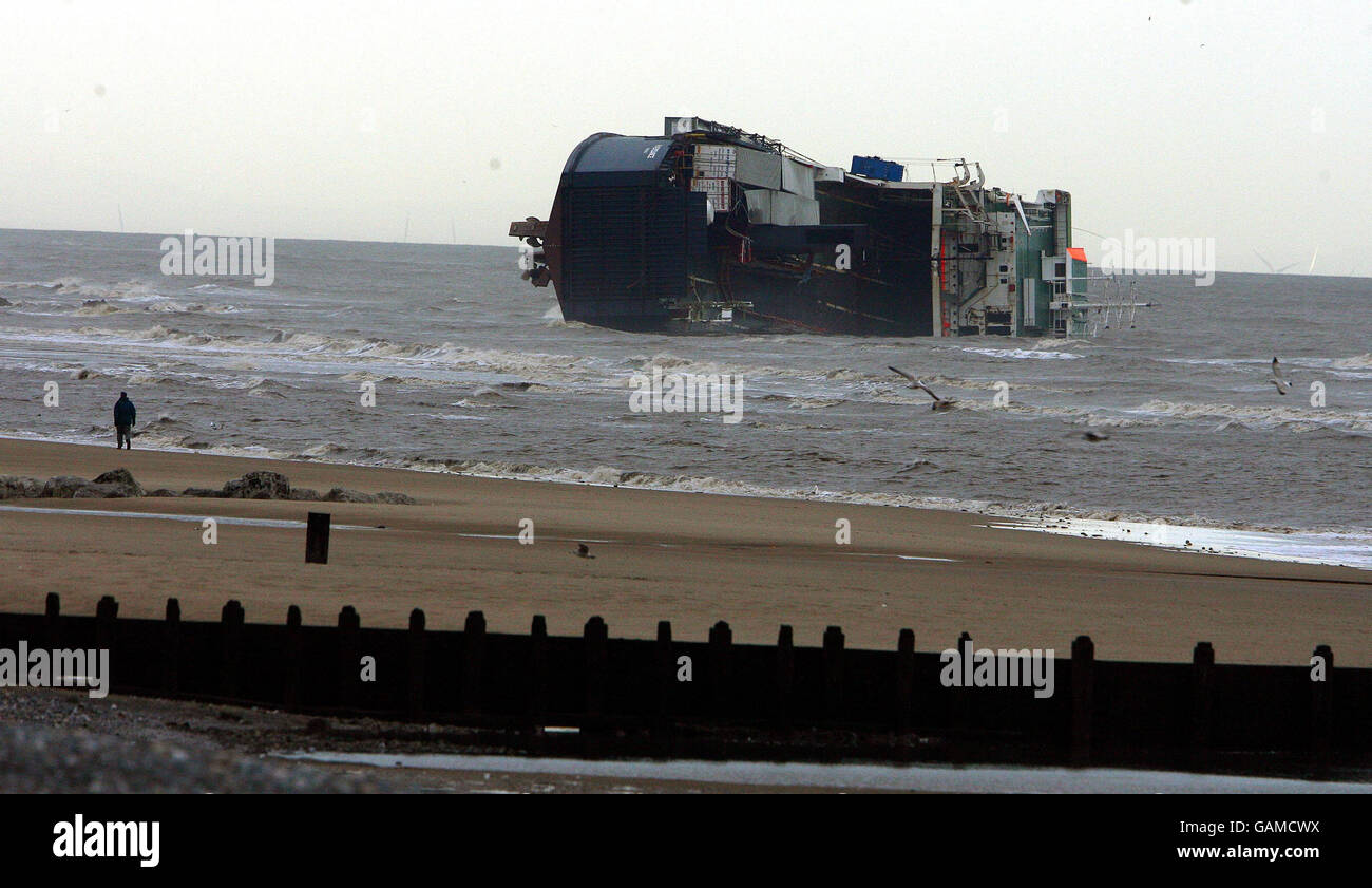 The stricken ferry Riverdance lies off the coast of Blackpool as high ...