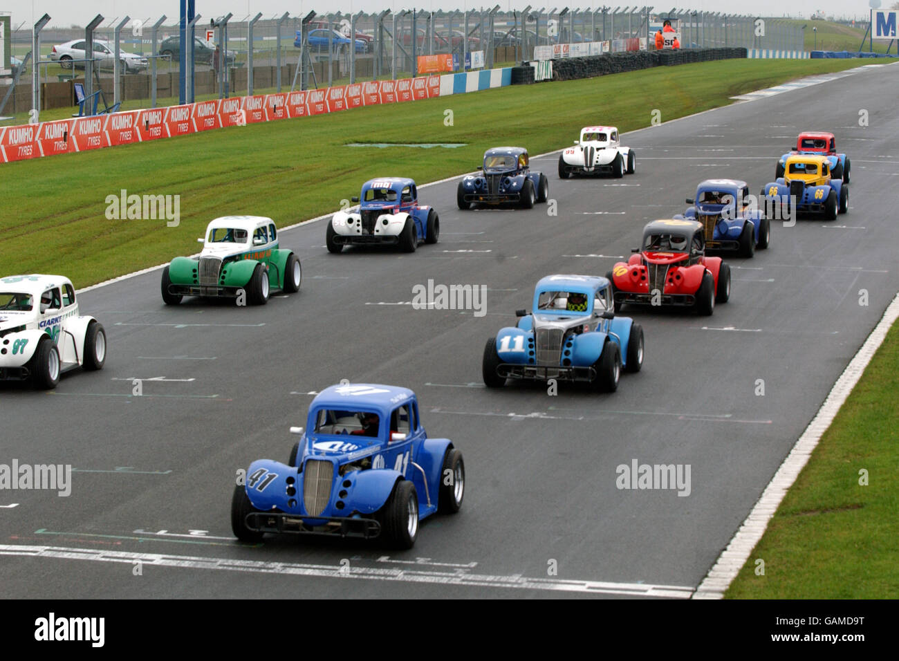 The Grid line up for the parade lap of the first Legends race Stock ...
