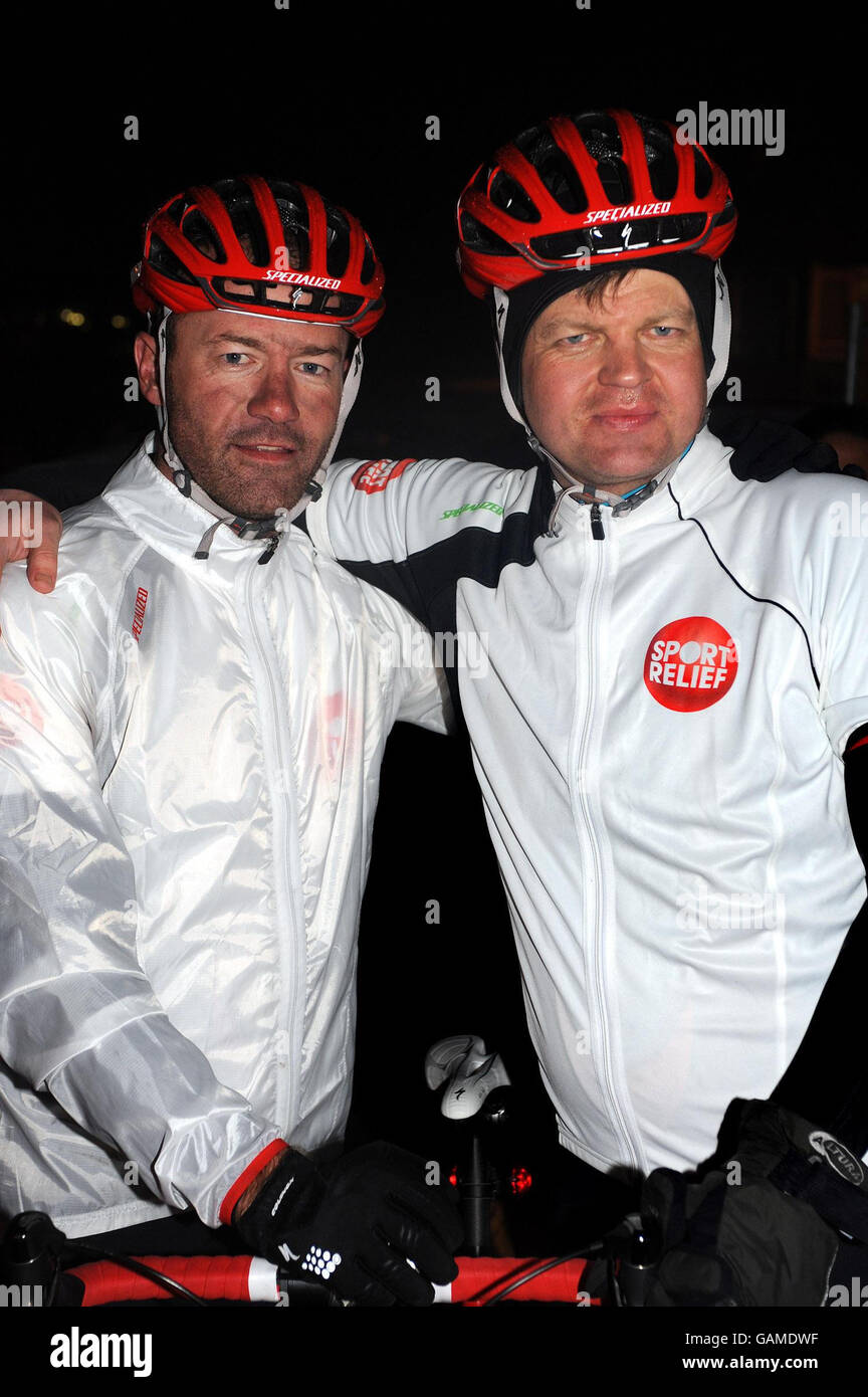 Alan Shearer (left) the former England footballer and Adrian Chiles the ...