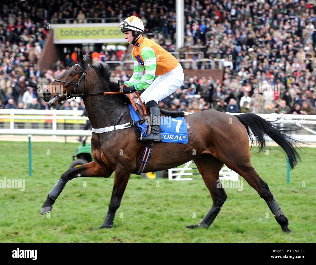Astarador ridden by Paul Benson in the Coral Cup Handicap Hurdle during ...