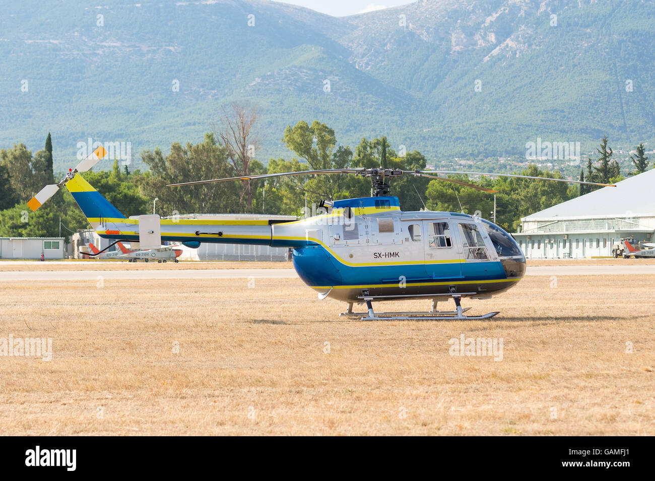 Athens, Greece 13 September 2015. Helicopter ready for the show at the ...
