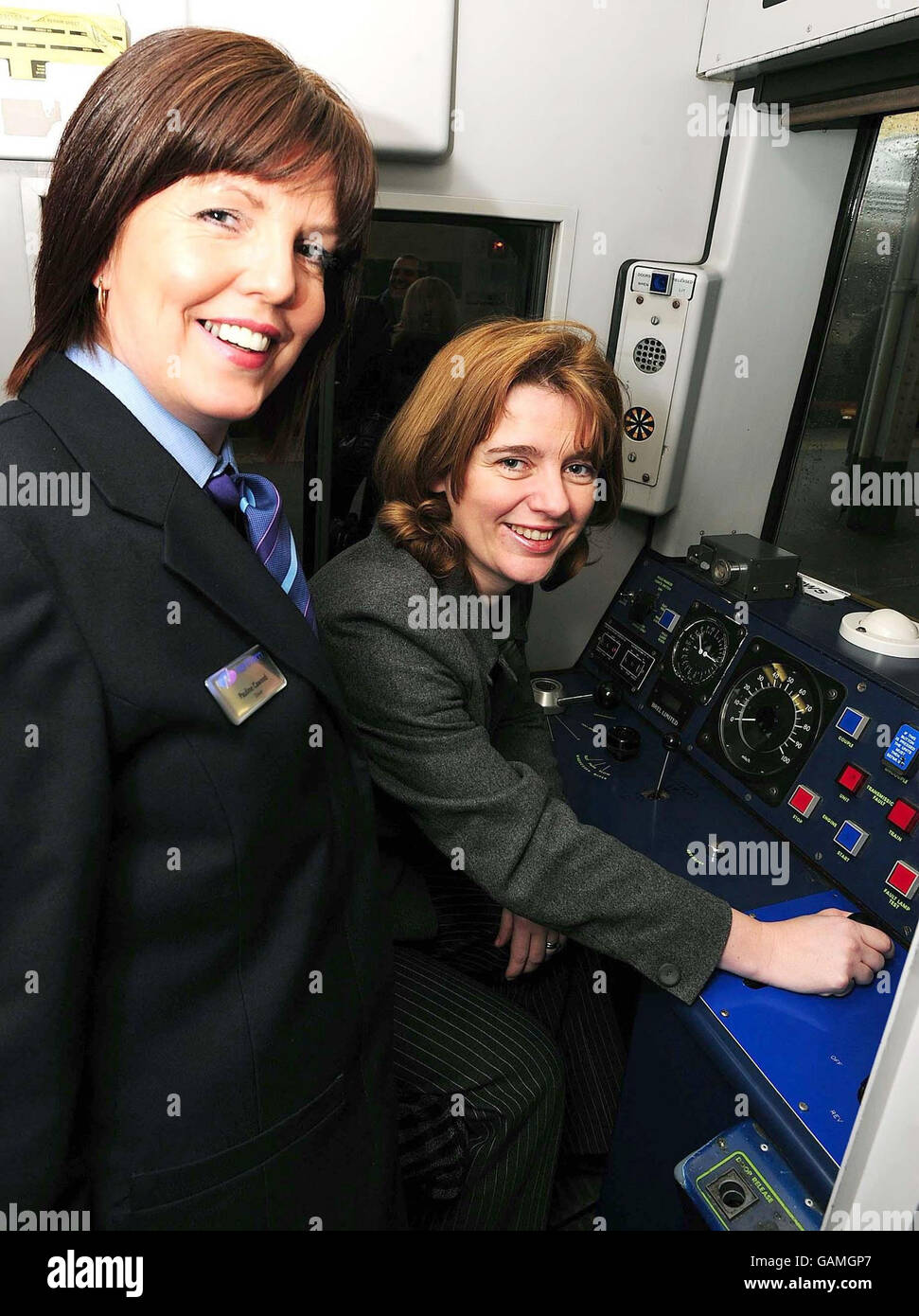 Transport Secretary Ruth Kelly accompanied by Northern Rail driver ...
