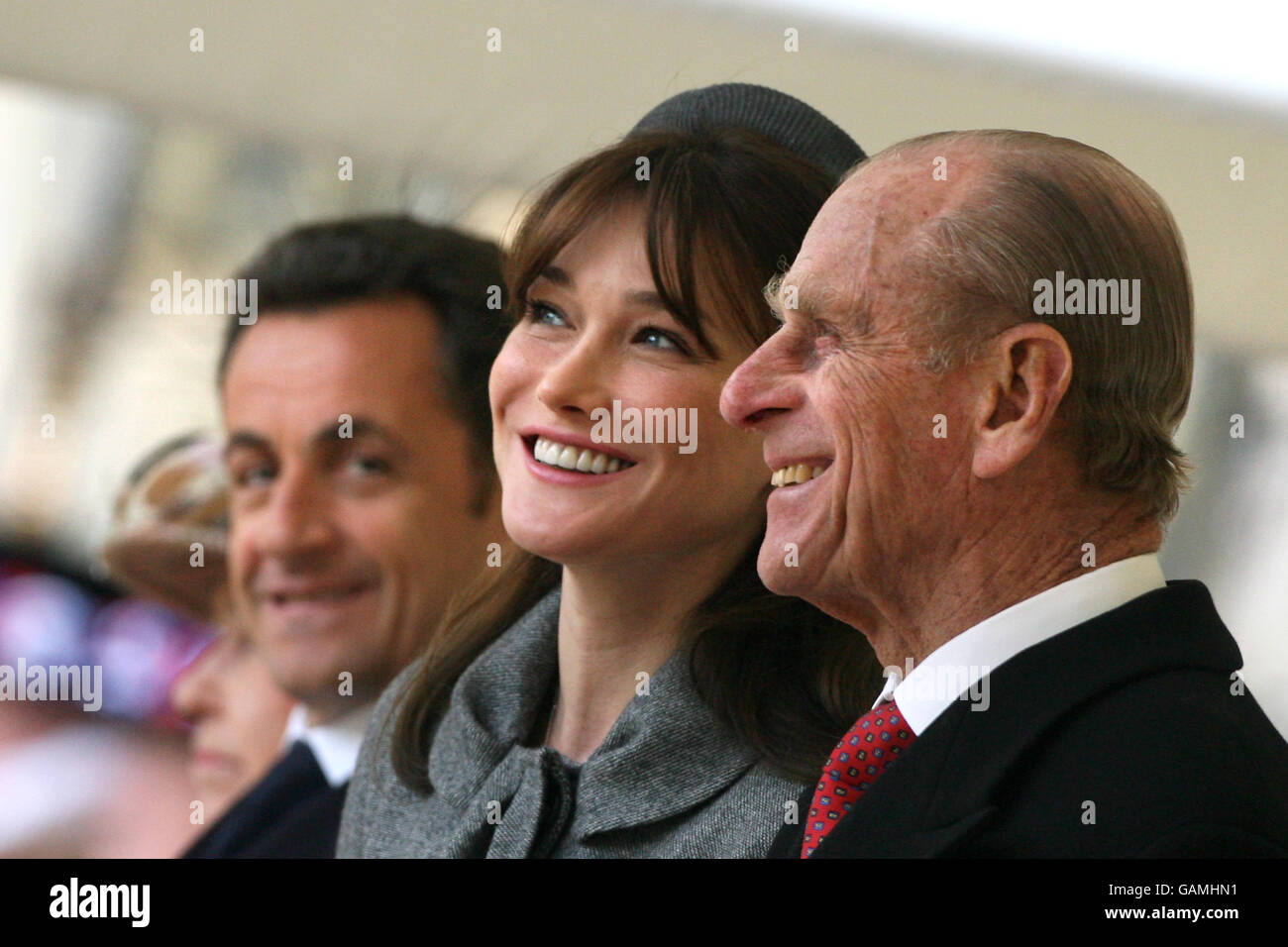 Carla Bruni and the Duke of Edinburgh share a joke as she and her ...