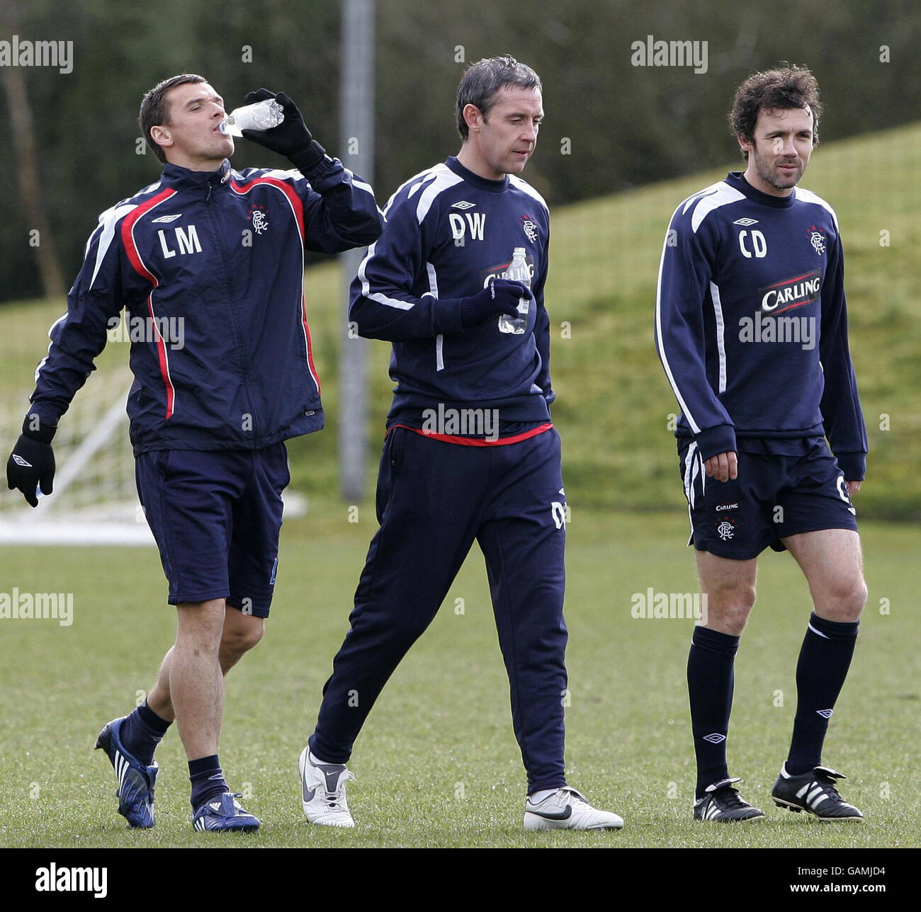 Rangers' Lee McCulloch (left), David Weir and Christian Dailly (right ...
