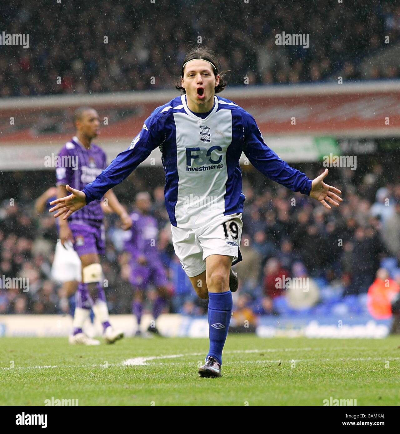 Birmingham City's Mauro Zarate celebrates scoring his sides second goal ...