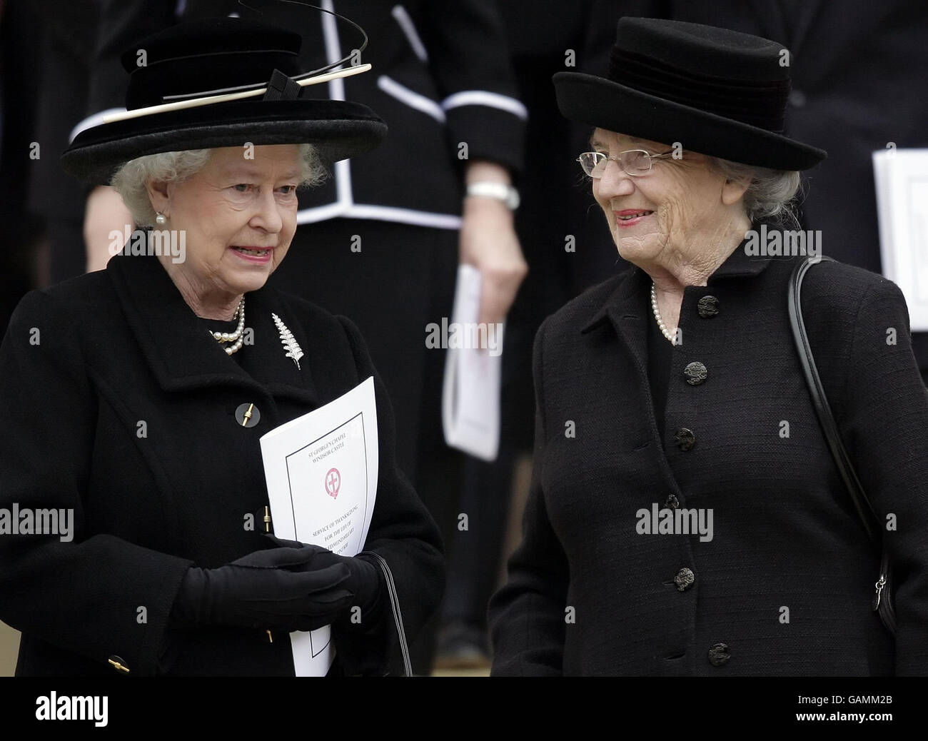 Britain's Queen Elizabeth II and Lady Hillary stand outside St George's ...