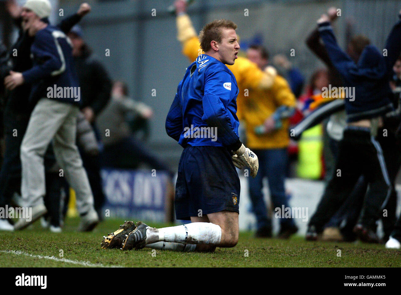 Notts County's goalkeeper Steve Mildenhall looks dejected after ...