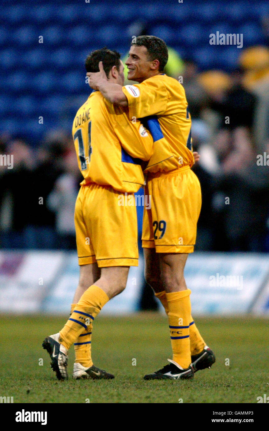 Mansfield Town's player manager Keith Curle celebrates at the end of ...