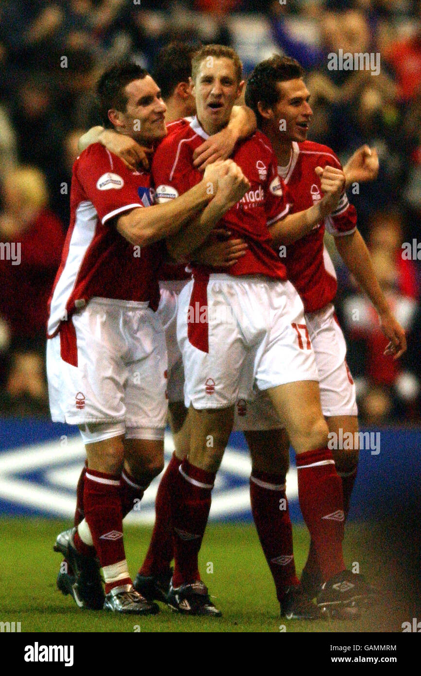 Nottingham forests michael dawson celebrates scoring hi-res stock ...