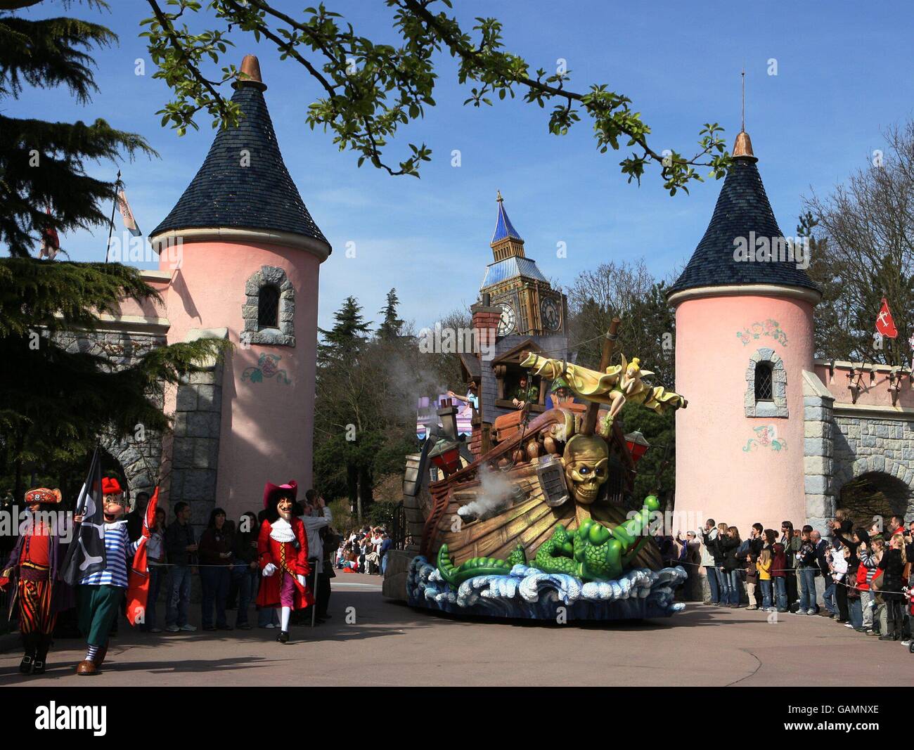 The Peter Pan float during The Disney Parade at Disneyland Paris Stock ...