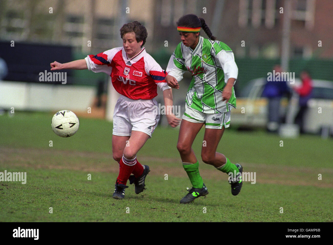Arsenals naz ball in action with bromley boroughs debra taylor hi-res ...