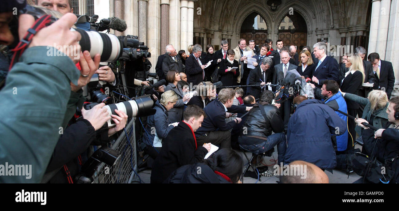 Media outside the High Court in central London today as the inquest ...