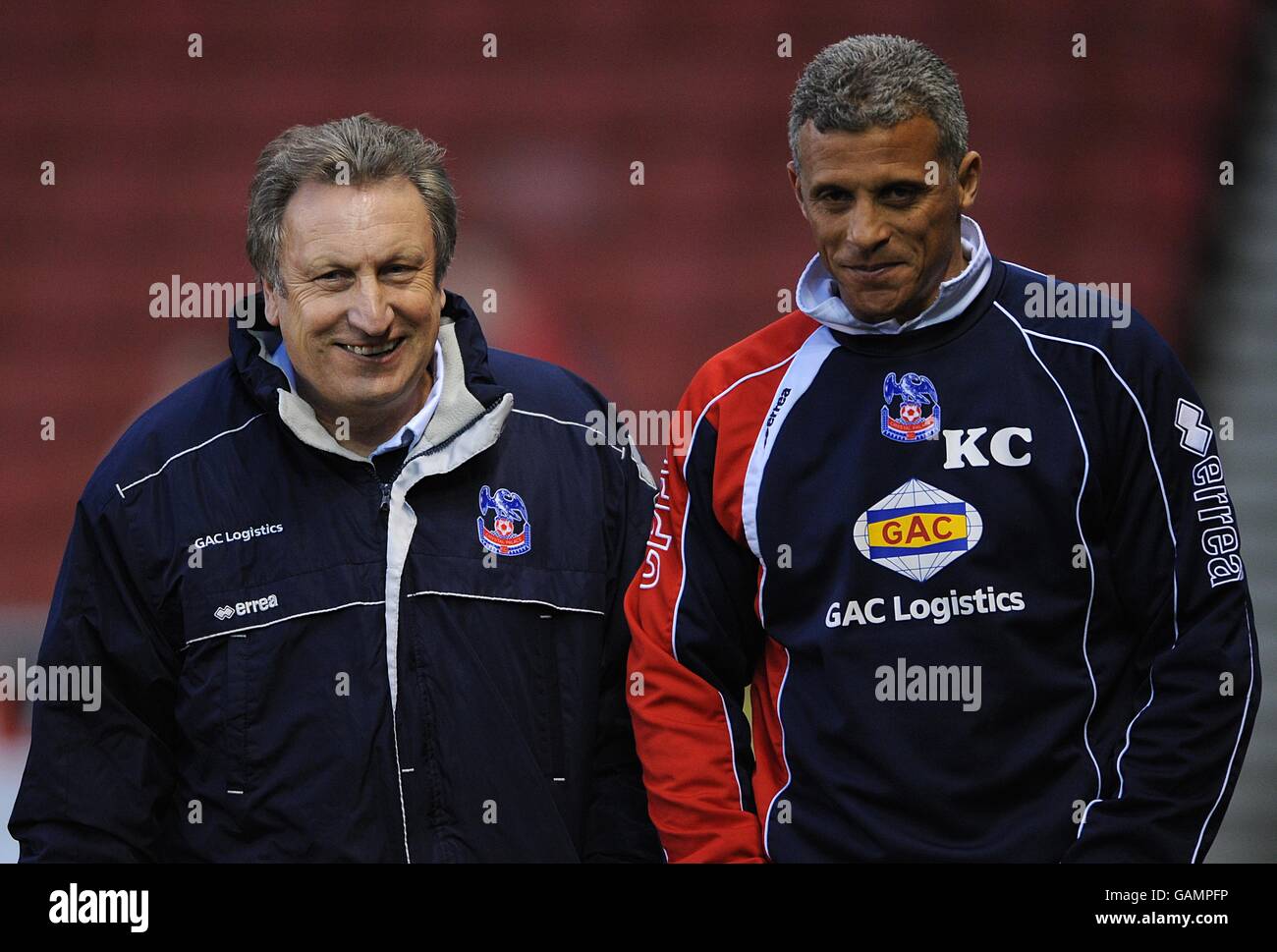 Crystal Palace manager Neil Warnock (l) and First Team Coach Keith ...