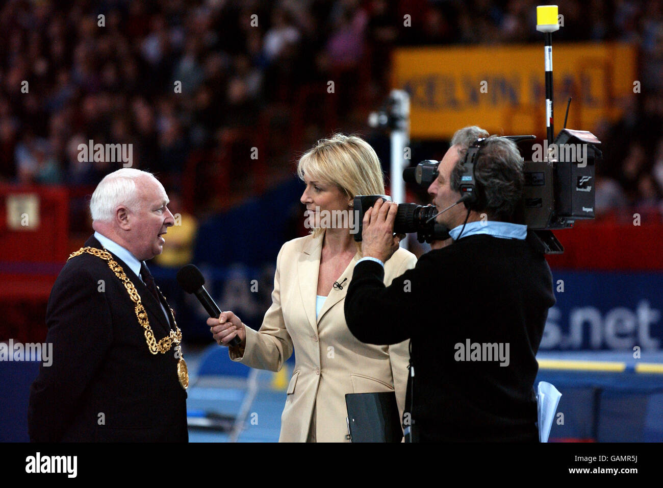 BBC reporter Jill Douglas interviews Alex Mosson the Mayor of Glasgow ...