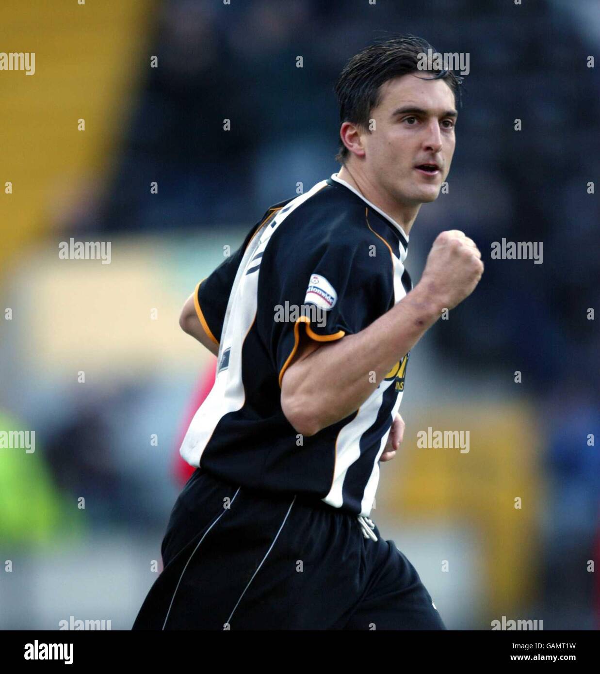 Notts County's Mark Stallard celebrates scoring his penalty against ...