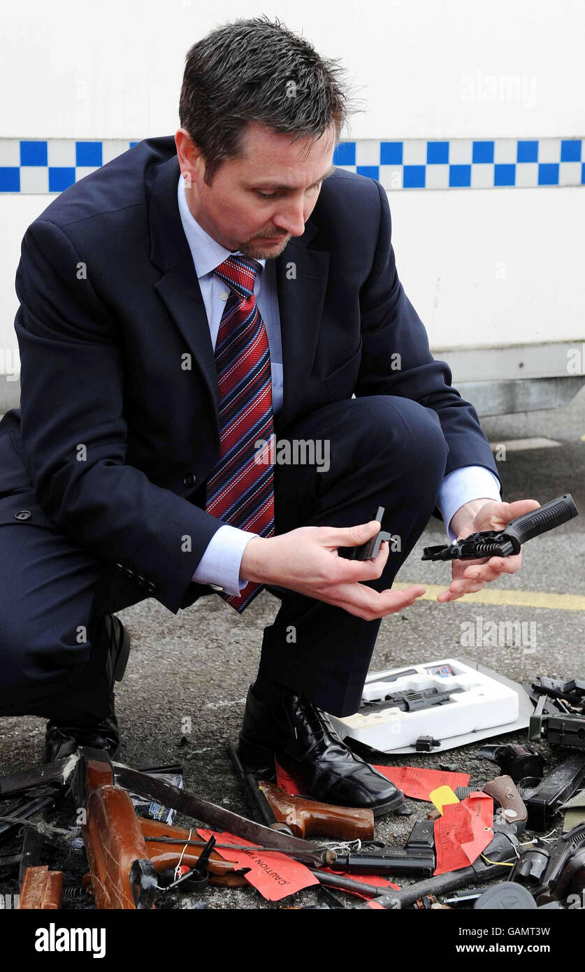 DCI John Lyons of Greater Manchester Police looks at the imitation ...