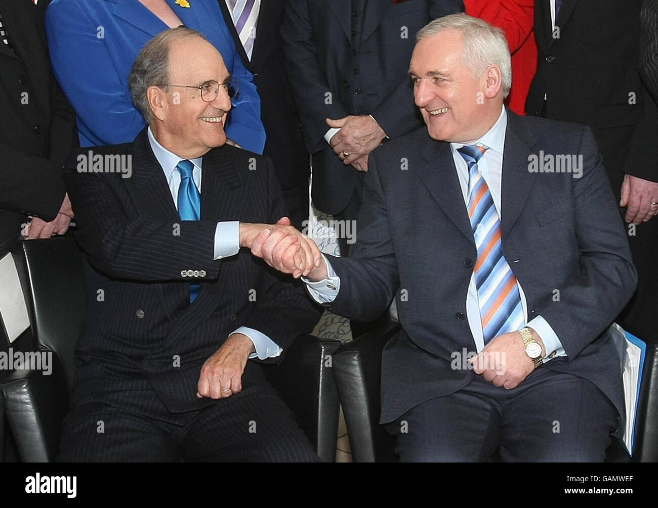 (Left to right) Senator George Mitchell and Taoiseach Bertie Ahern in ...
