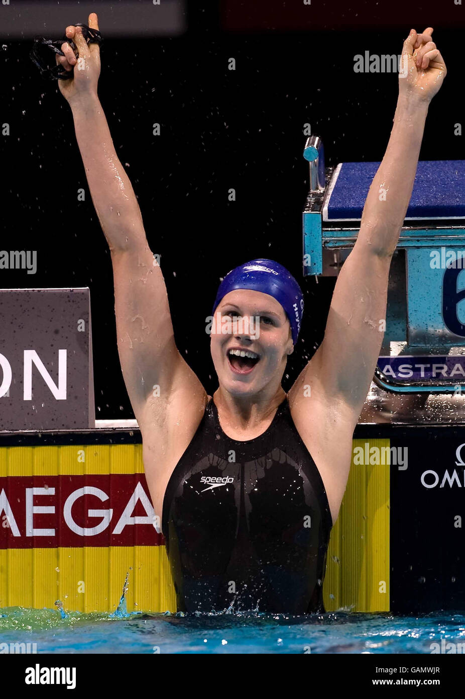 Great Britain's Kate Haywood celebrates winning silver in the 50 metres ...