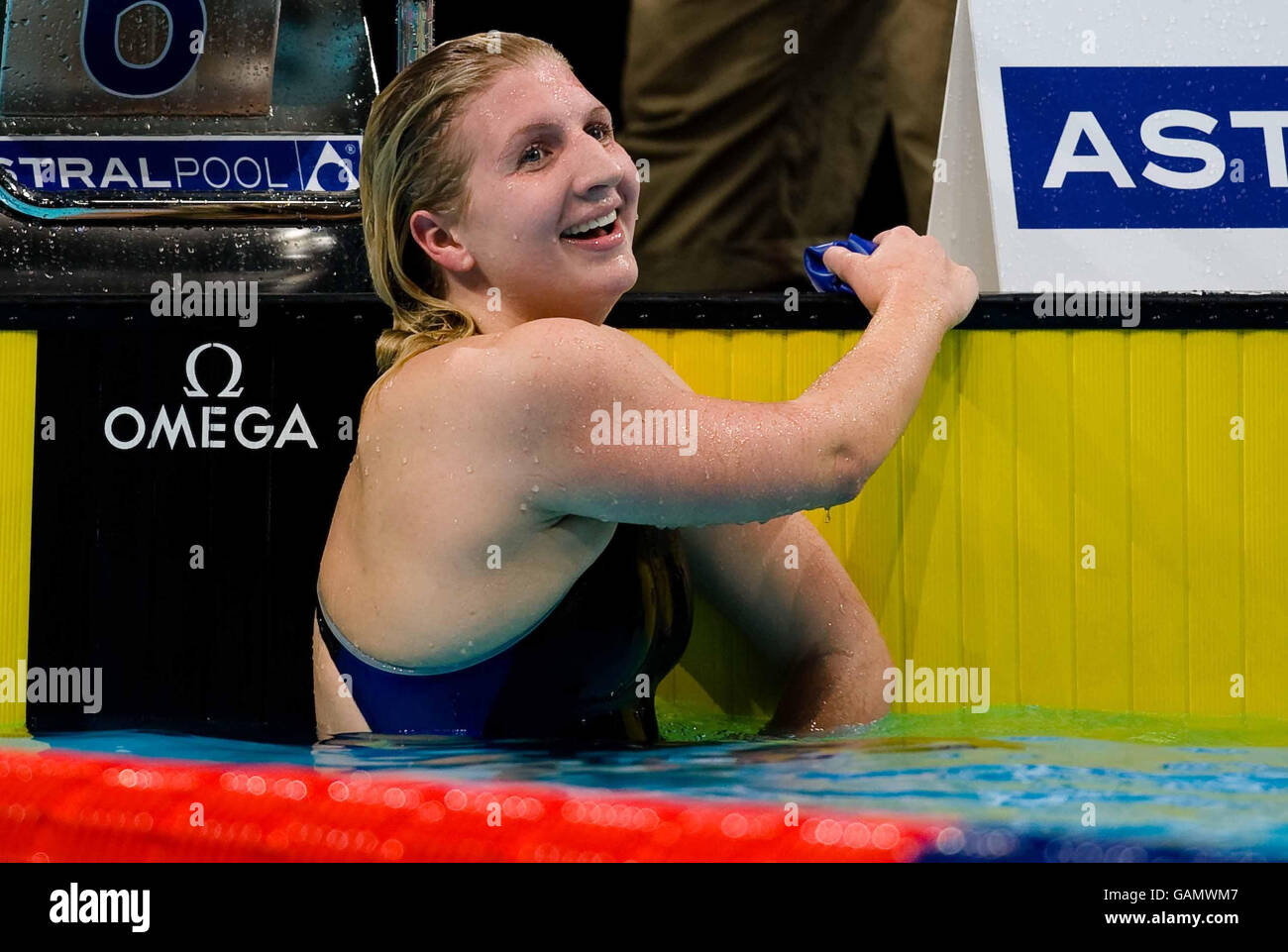 Great Britains Rebecca Adlington Celebrates Winning Gold In The 800