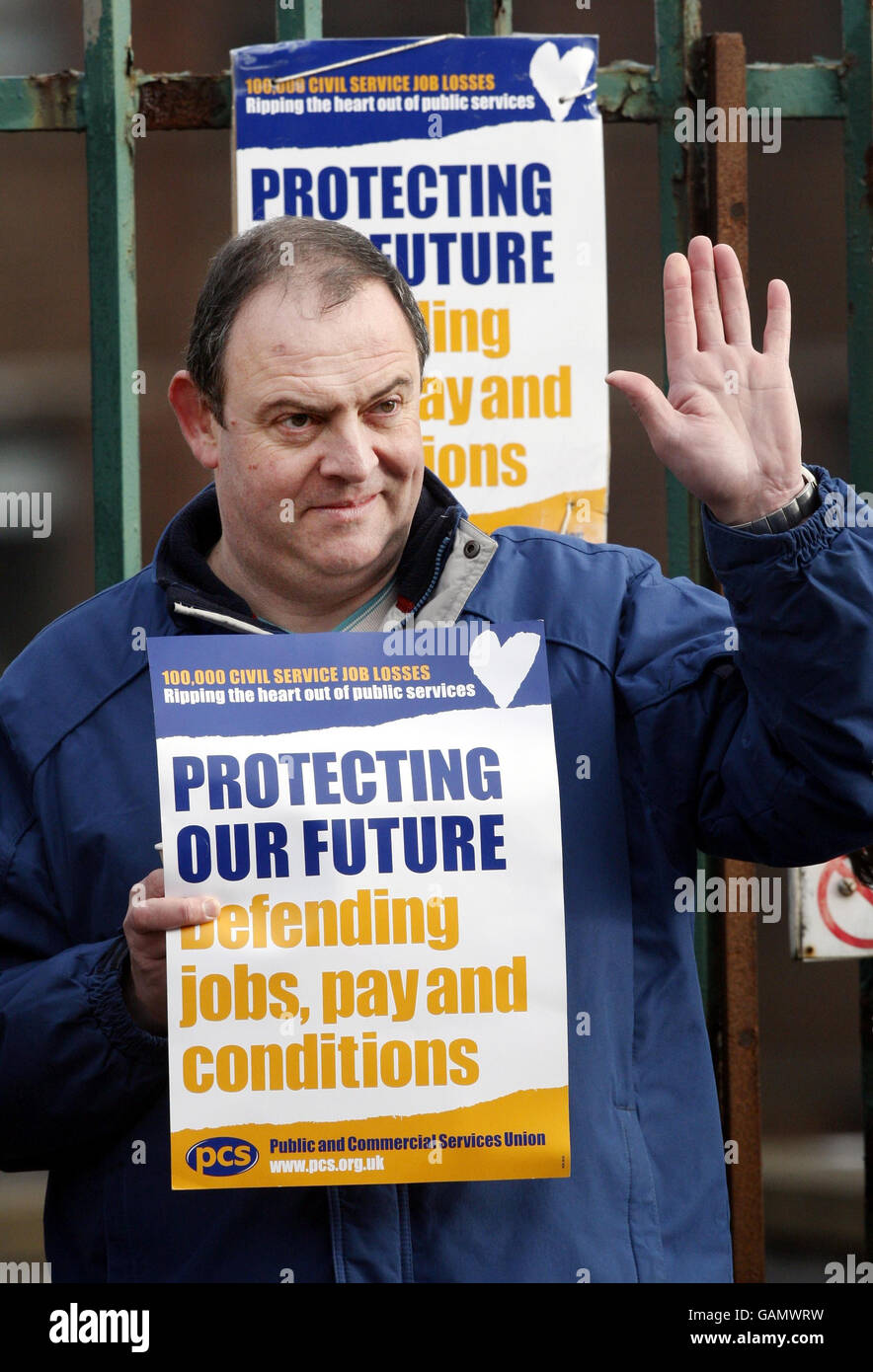 A coastguard strike picket line at HM Coastguard Navy Buildings in ...