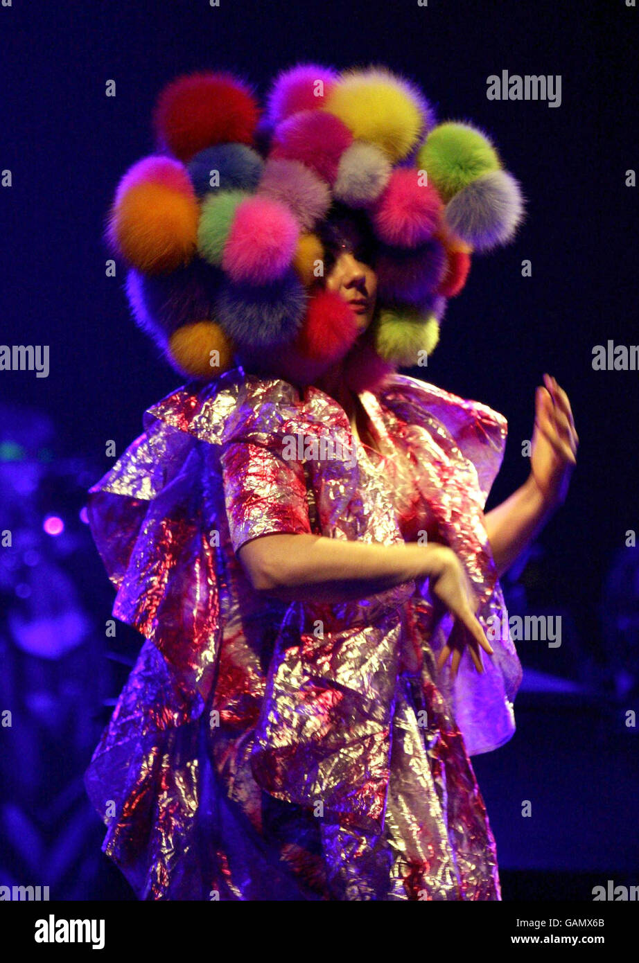 Bjork performs on stage hammersmith apollo in west london hi-res stock ...