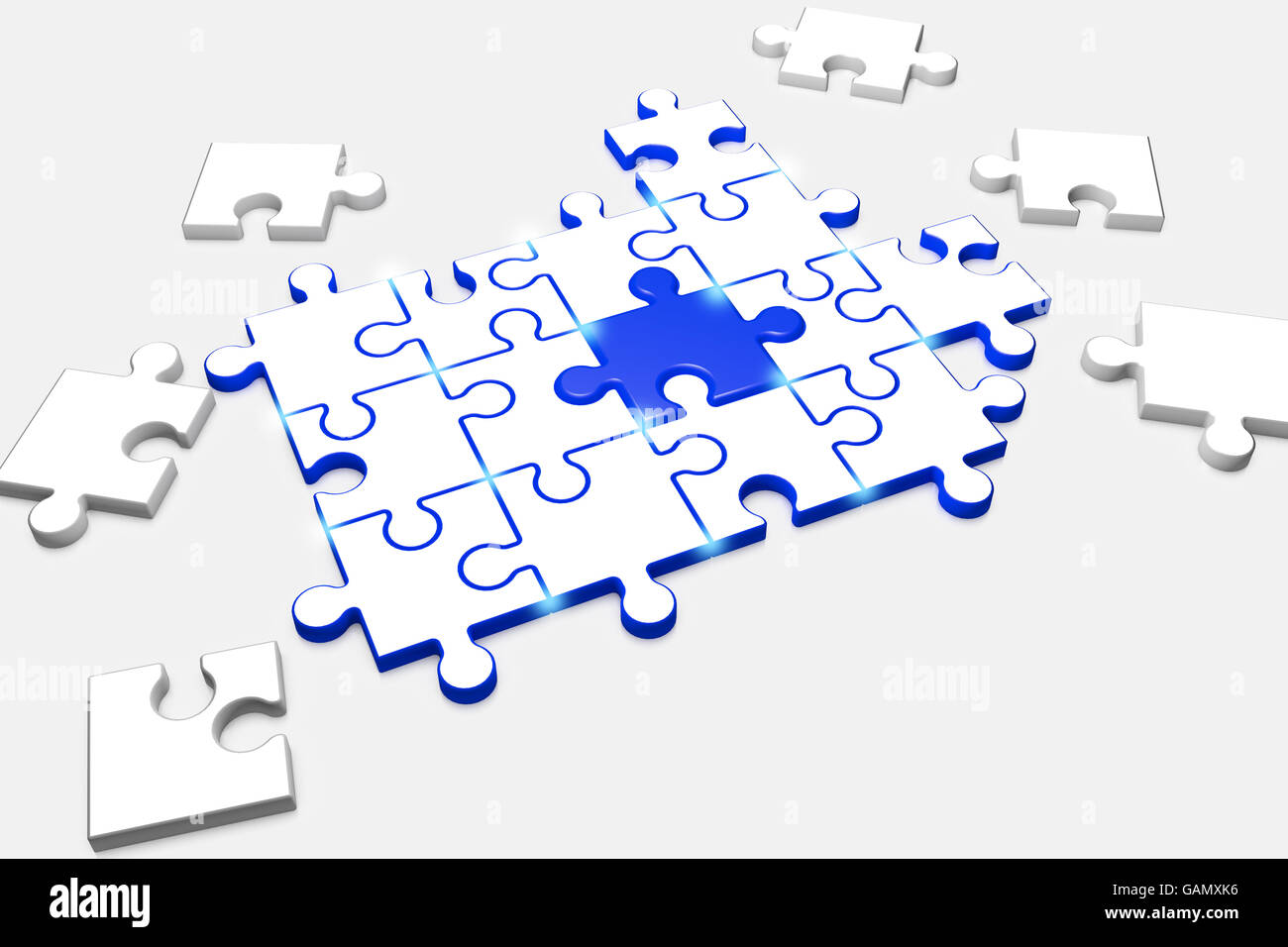 3d illustration, composite puzzle symbolizes Team spirit Stock Photo ...