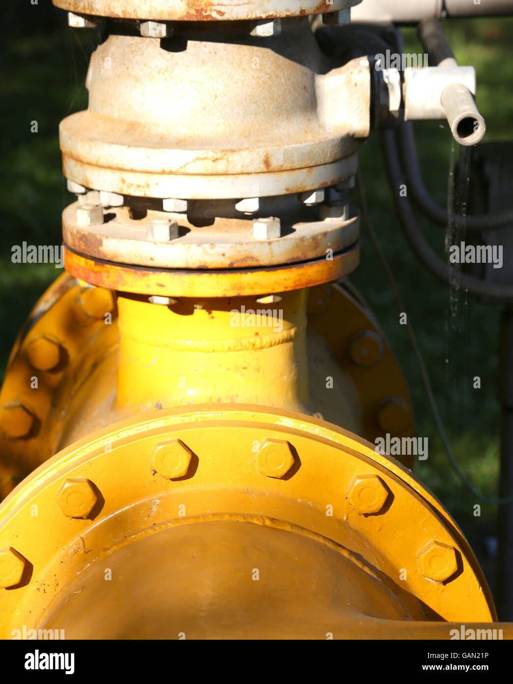 large gas pipeline with well tightened bolts for gas supply in the ...