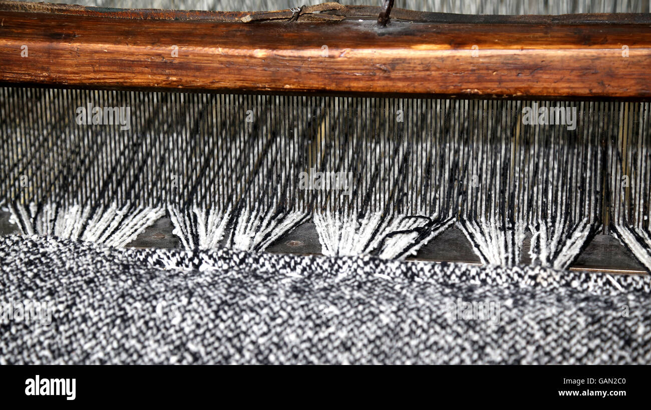 old Wooden loom for the production of the fabrics in the ancient ...