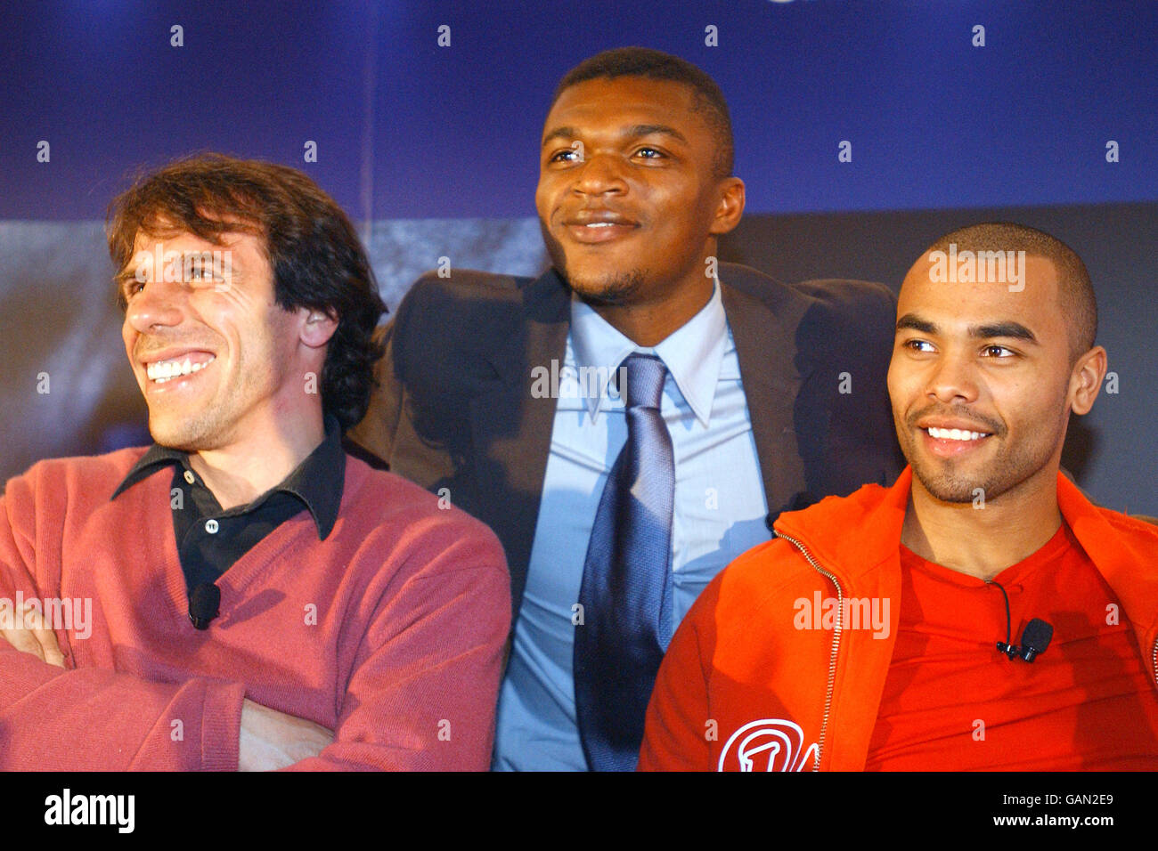 (L-R) Chelsea's Gianfranco Zola, Marcel Desailly and Arsenal's Ashley ...