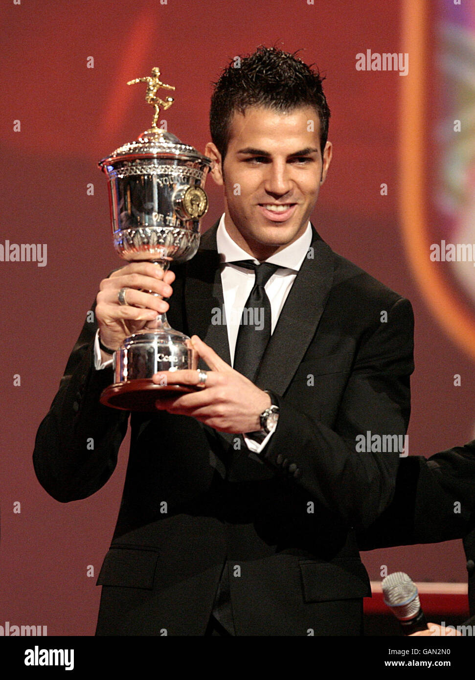 Young Player of the Year Francesc Fabregas recieves his award on stage ...