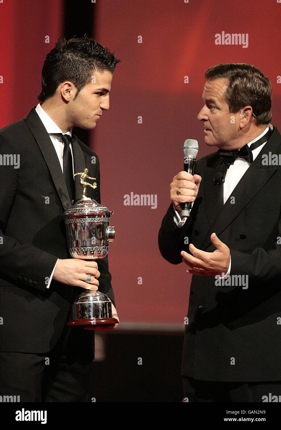 Young Player of the Year Francesc Fabregas recieves his award on stage ...