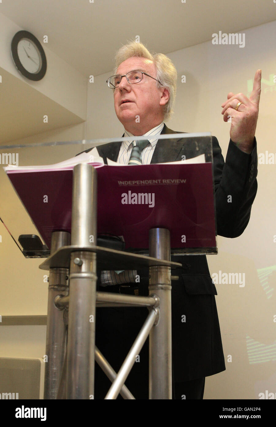 Lord Stewart Sutherland speaks at a press conference on the Independent ...