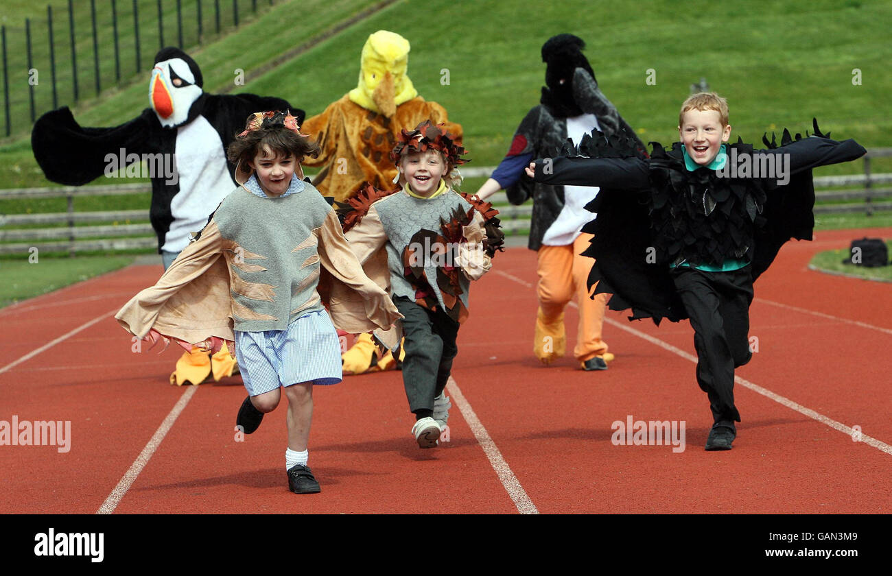 Belfast school pupils (left to right) Lucy Fitzpatrick, Daniel Hill and ...