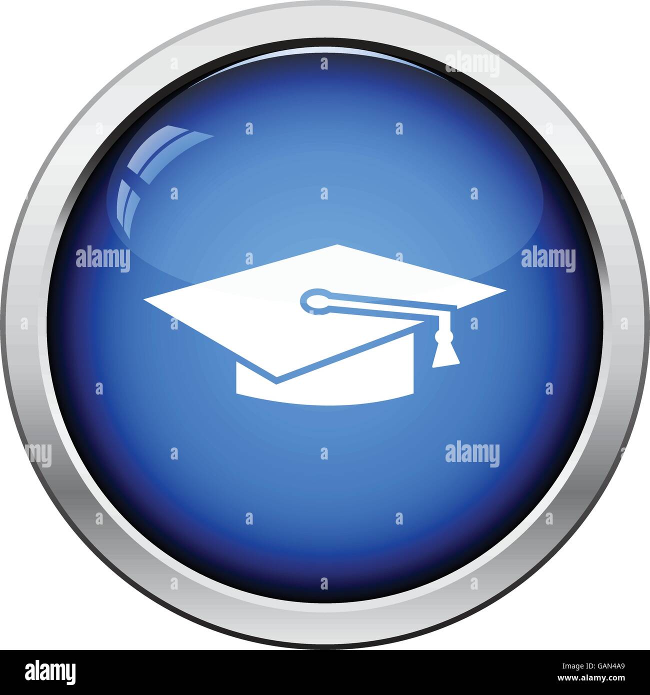 Icon of Graduation cap. Glossy button design. Vector illustration Stock ...