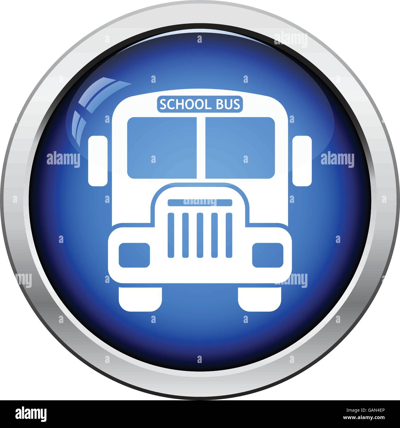 Icon of School bus. Glossy button design. Vector illustration Stock ...