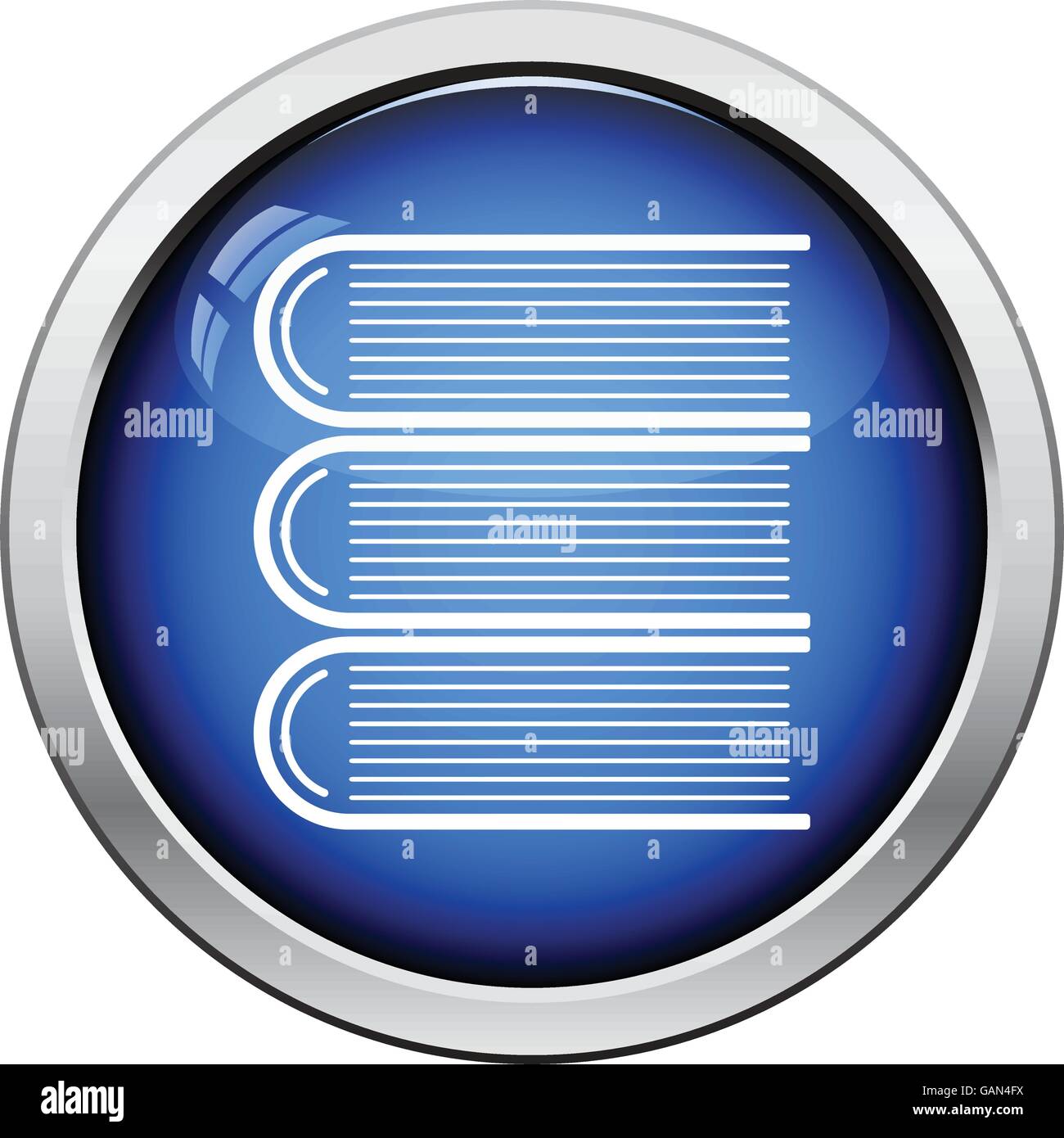 Icon of Stack of books. Glossy button design. Vector illustration Stock ...