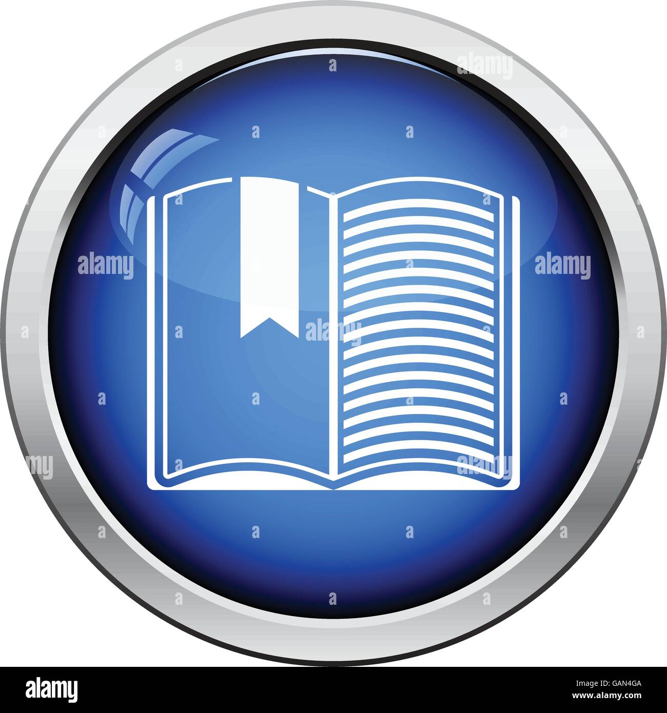 Icon of Open book with bookmark. Glossy button design. Vector ...