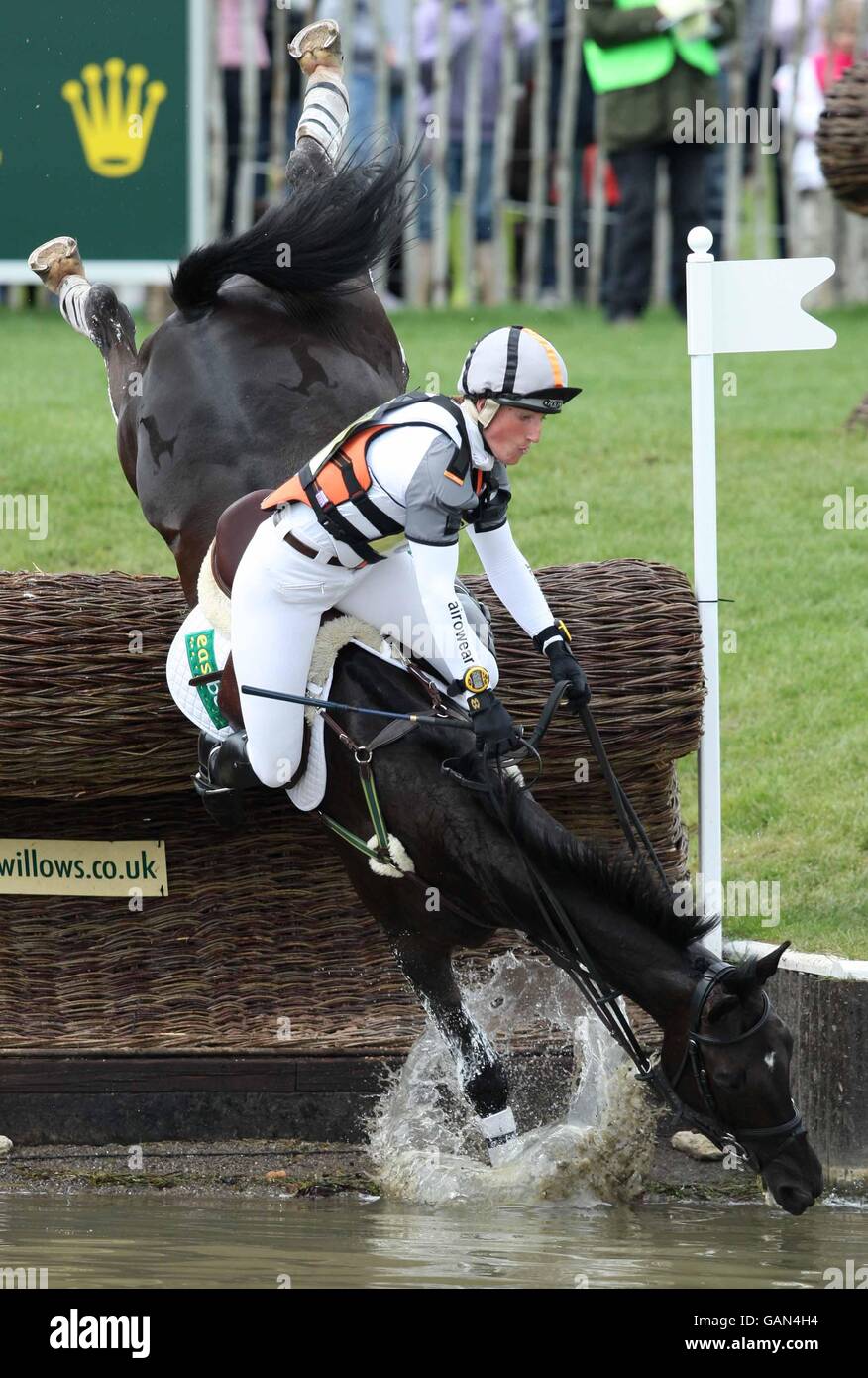 Ruth Edge and Muschamp Impala fall into the lake in the cross country ...