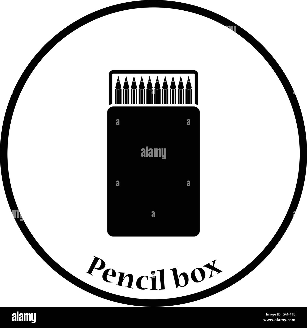 Pencil box icon. Thin circle design. Vector illustration Stock Vector ...