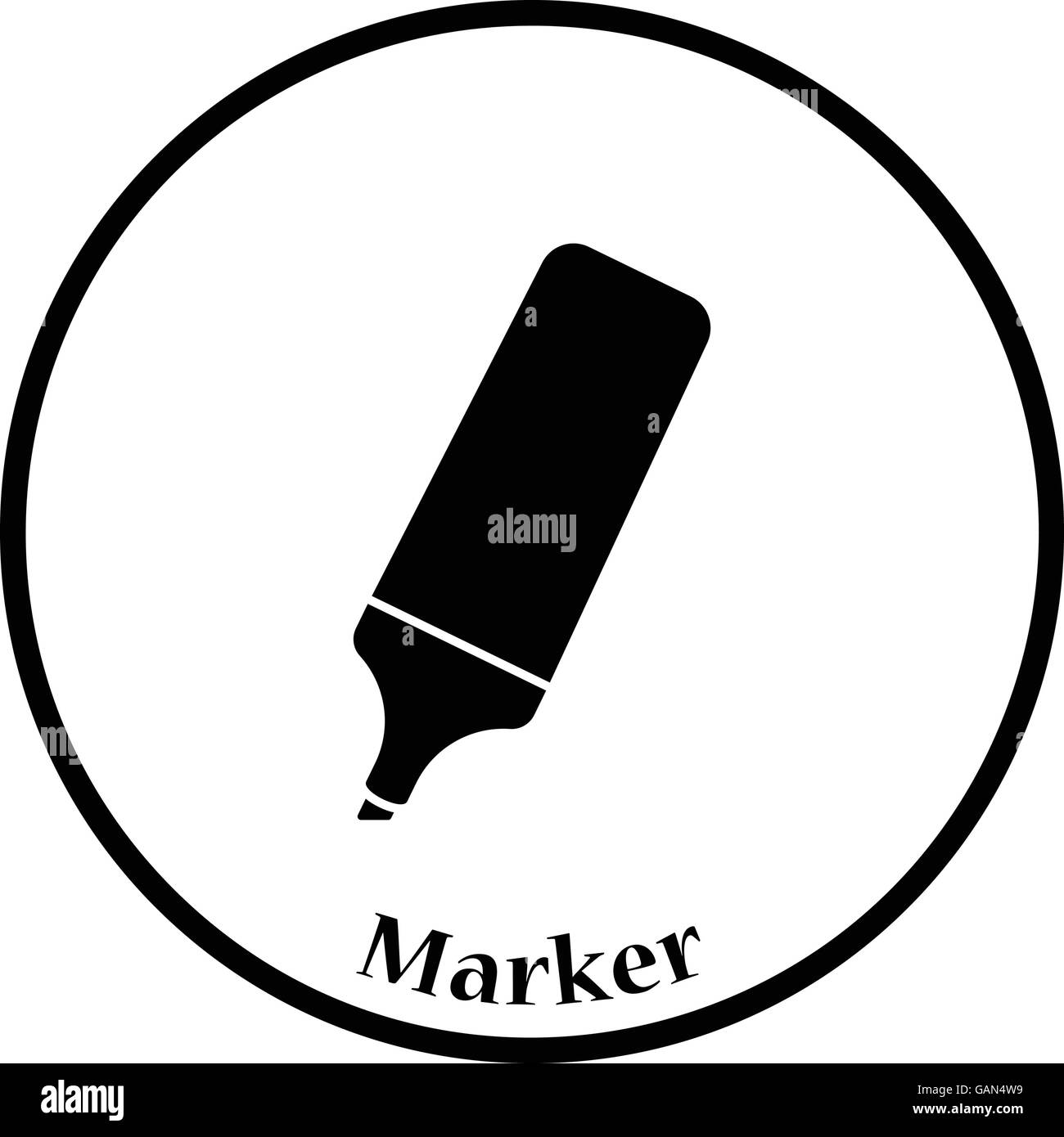 Marker icon. Thin circle design. Vector illustration Stock Vector Image ...