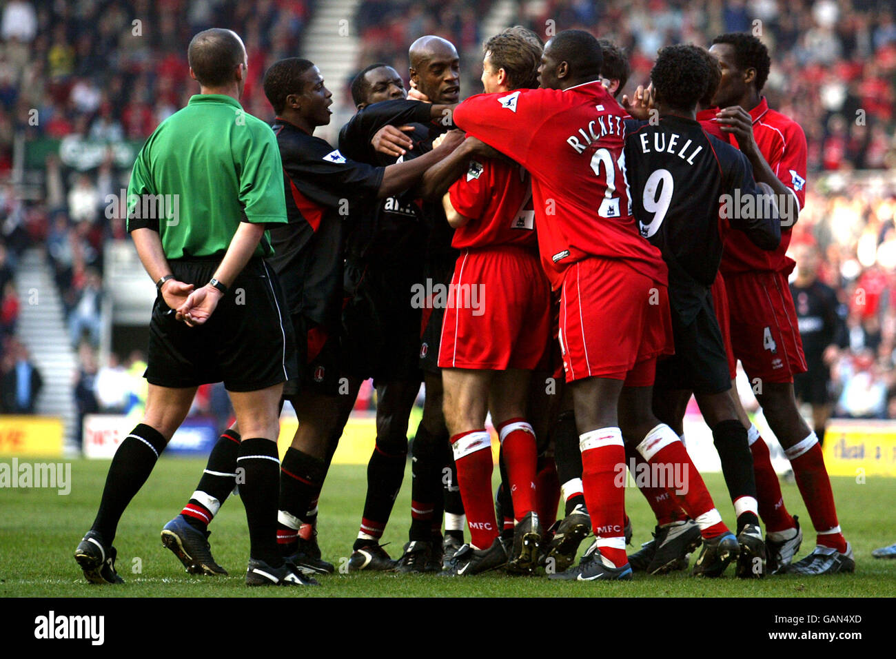 Middlesbrough's Colin Cooper and Charlton Athletic's Richard Rufus are ...