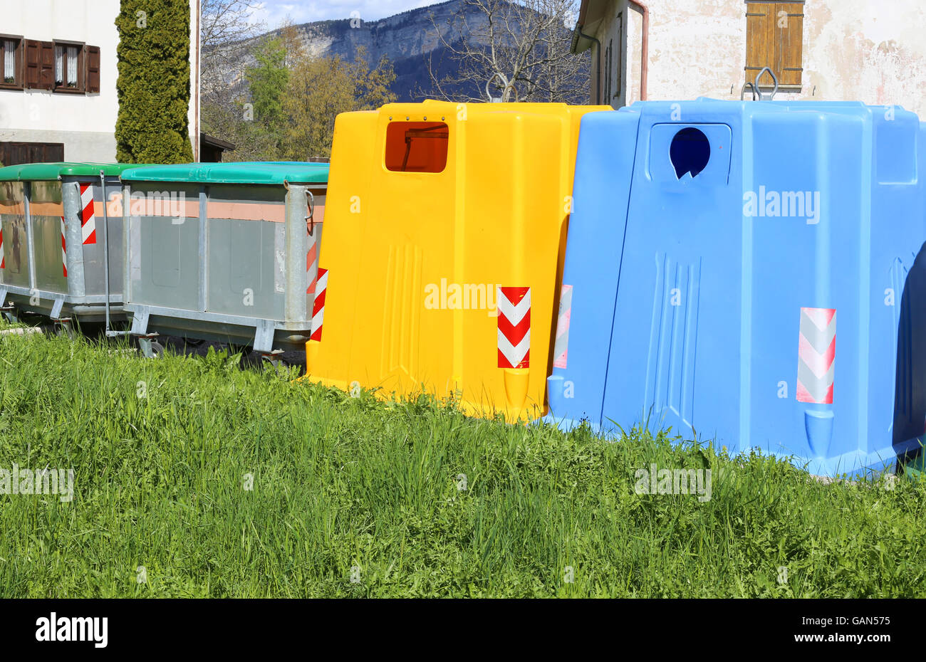 bins for waste paper collection and for the collection of used plastic ...