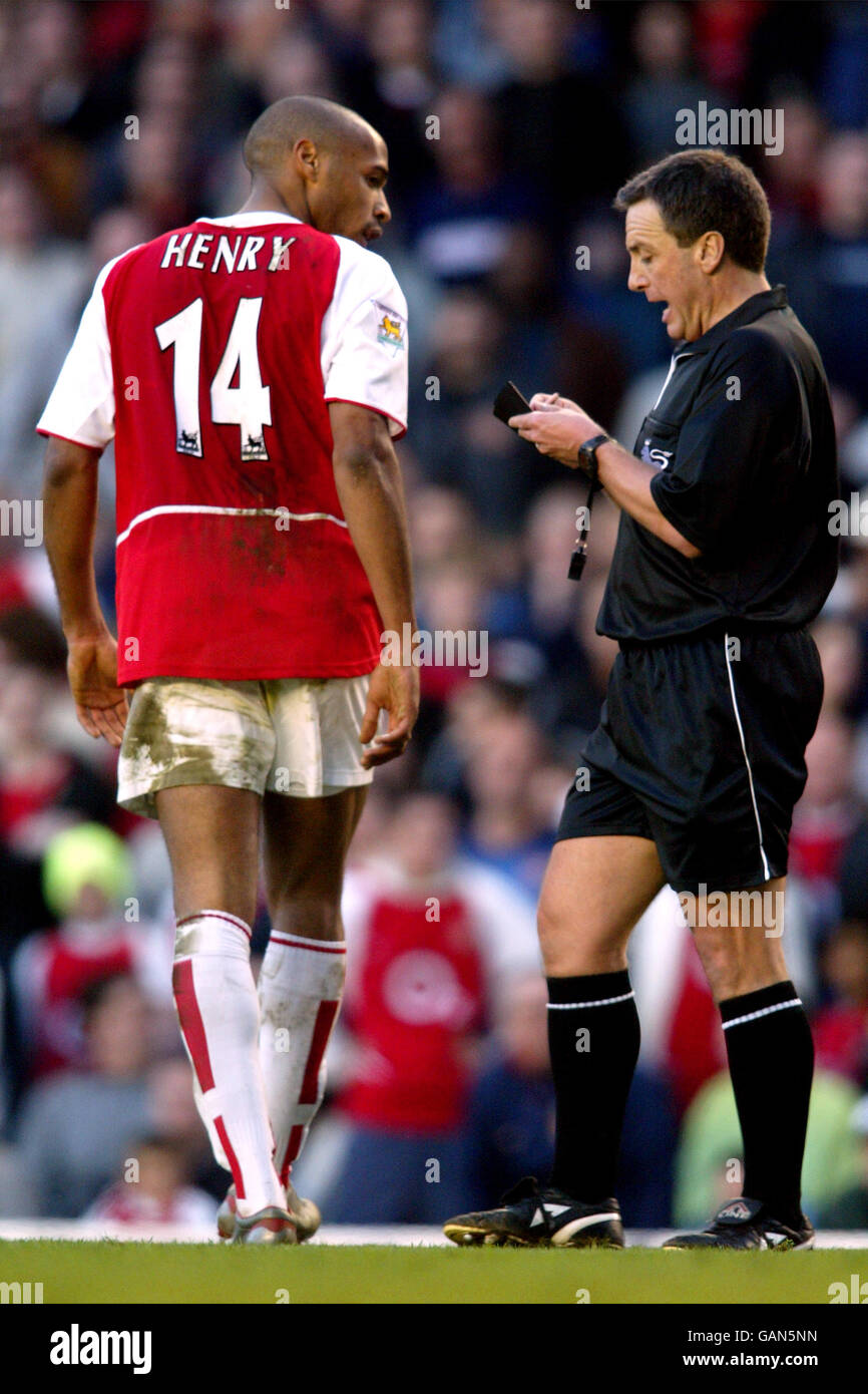 Arsenal's Thierry henry has words with referee Mr Alan Wiley after ...